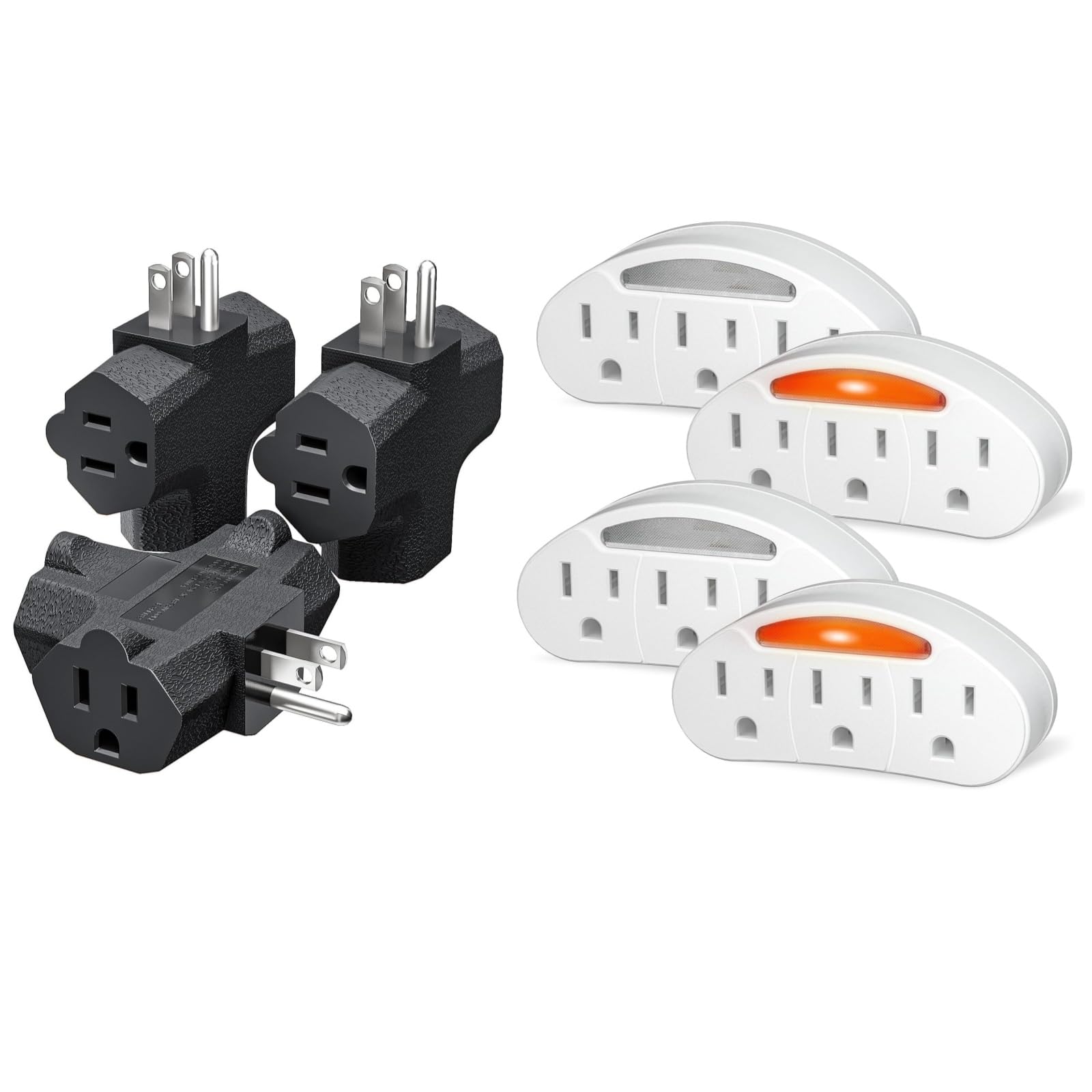 Amazon.com: K KASONIC - 3-Outlet Grounding Adapter 3 Pack (Black) + 3 ...