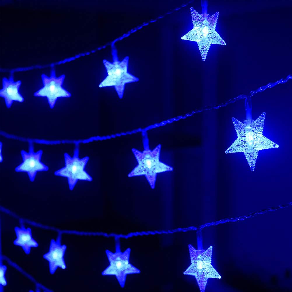 Mankinlu Luces LED de estrella azul para dormitorio, 50 LED de 25 pies ...