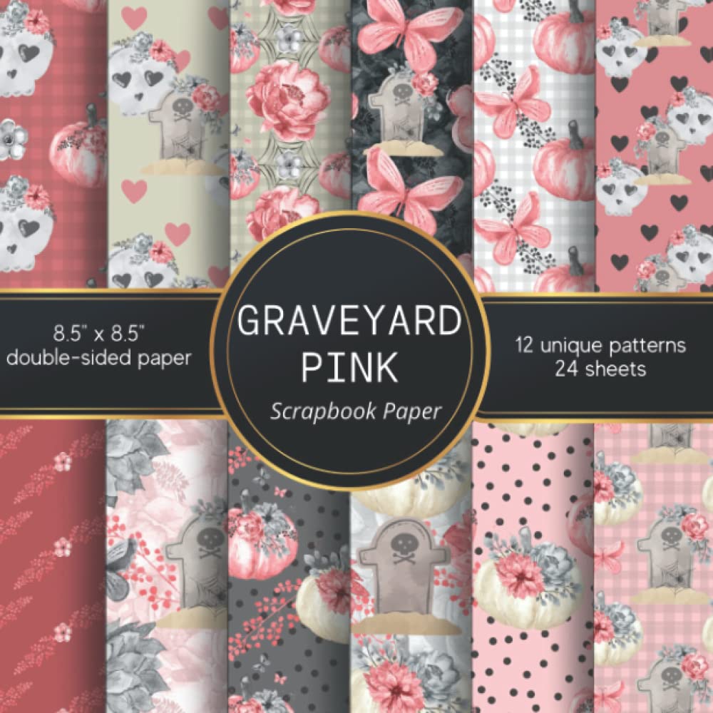 GRAVEYARD PINK Scrapbook Paper: Cute Halloween double sided paper ...