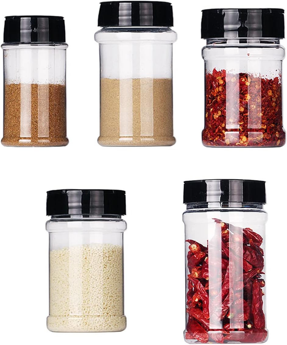 Empty Spice Jars,Yueser 5Pcs Transparent Plastic Empty Spice Bottle ...