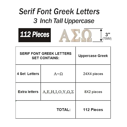 Snapklik.com : 3 Inch 112 Pieces Wooden Greek Letters Bold Font ...