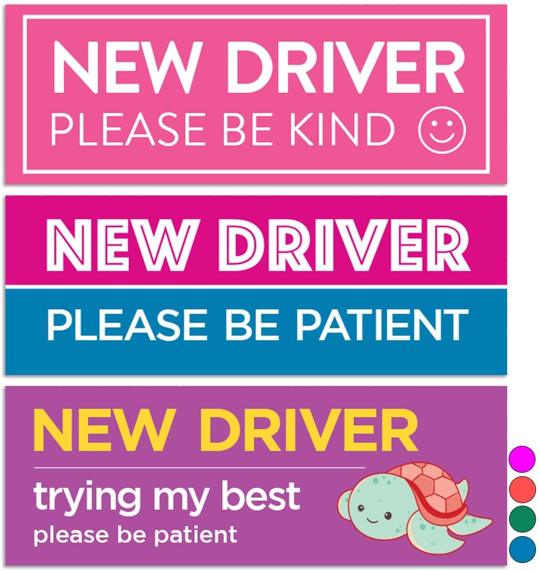 Amazon.com: Kanayu 4 Pcs New Driver Magnet for Car Reflective Please Be ...