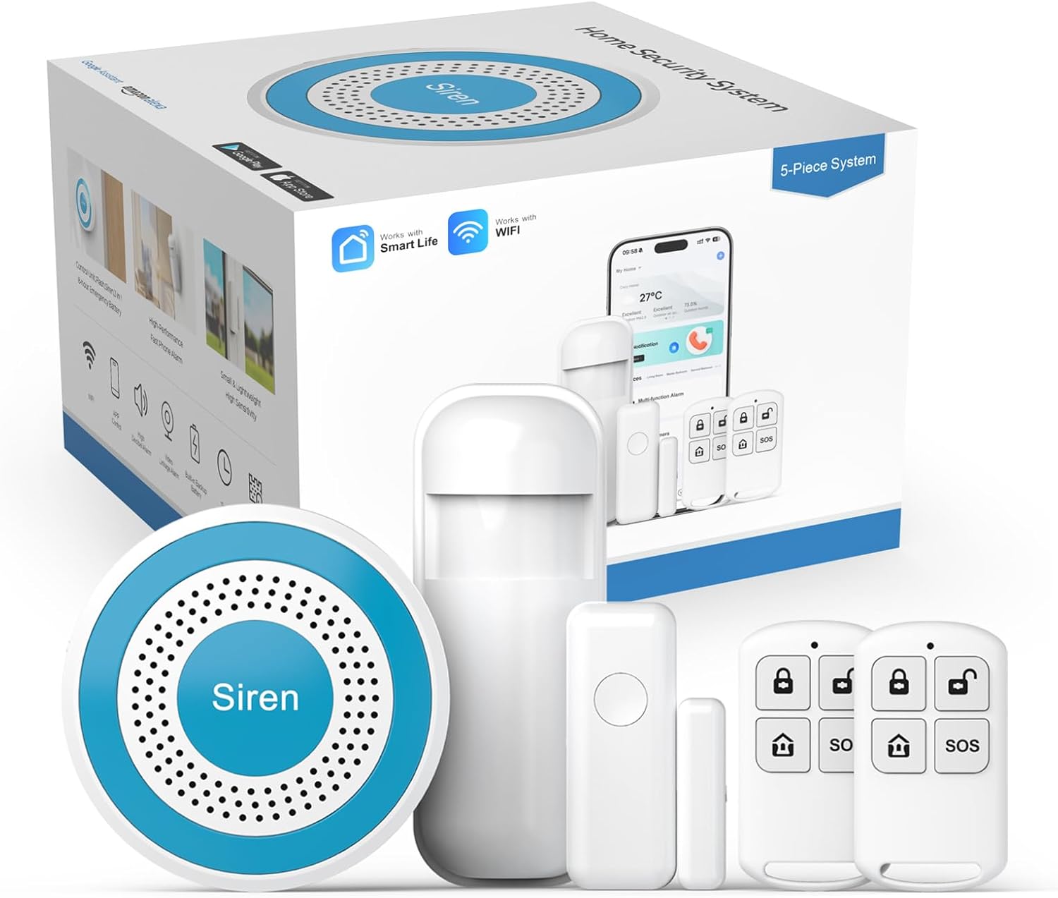 Amazon.com: PGST Wireless Home Security Alarm System,Wifi Home Alarm ...