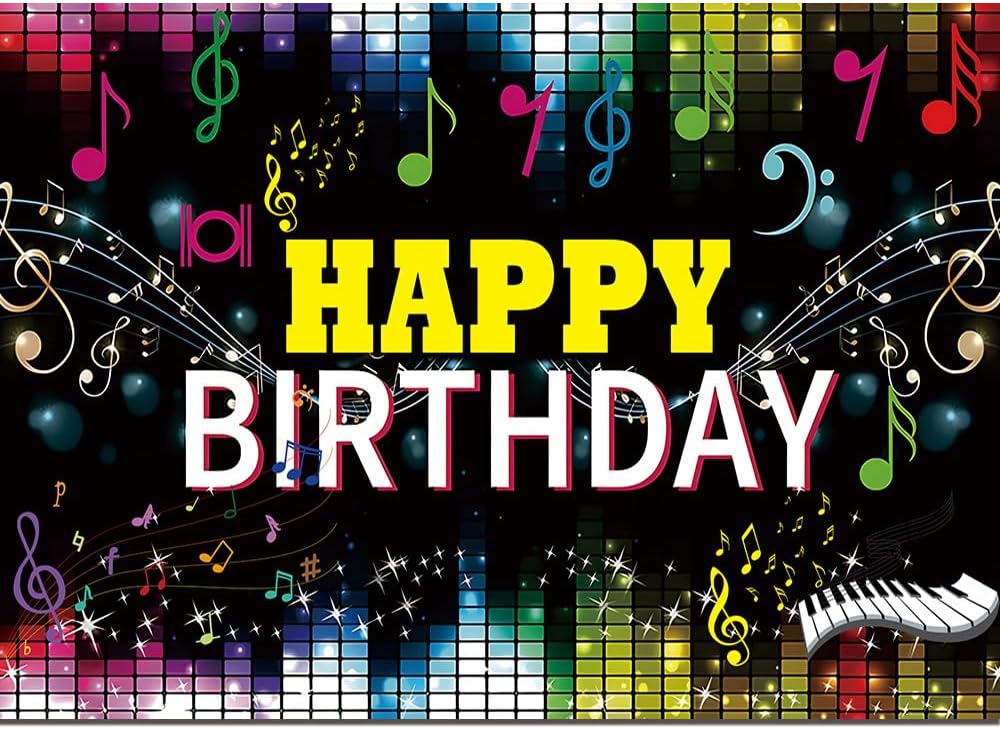 Amazon.com: Music Note Guitar Happy Birthday Banner, Musical Note Rock ...