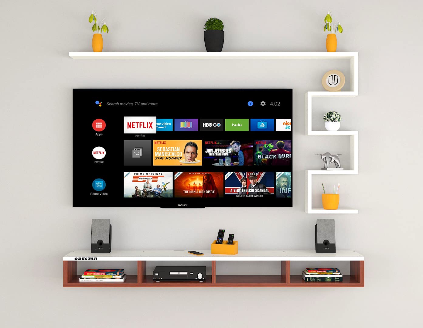 Odestar Primex Engineered Wood Tv Wall Unit, Set Top Box Stand, Walnut ...