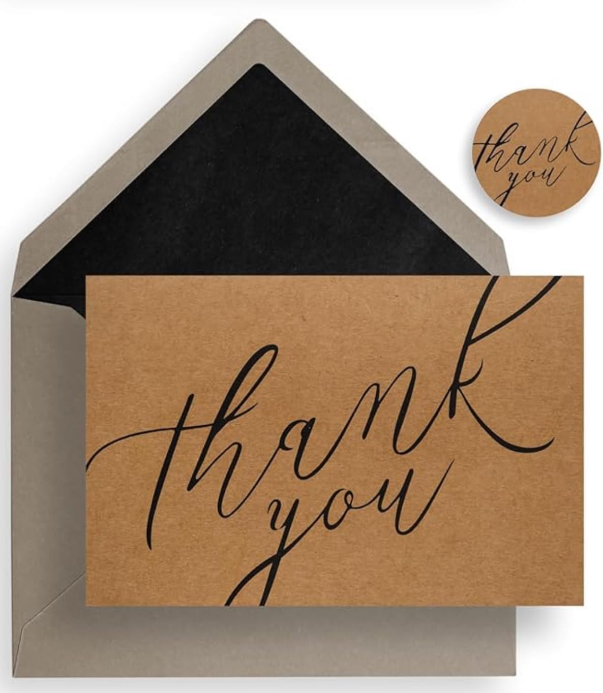 Amazon.com : 40 Set Kraft Thank You Cards With Envelopes, Mink Elegant ...