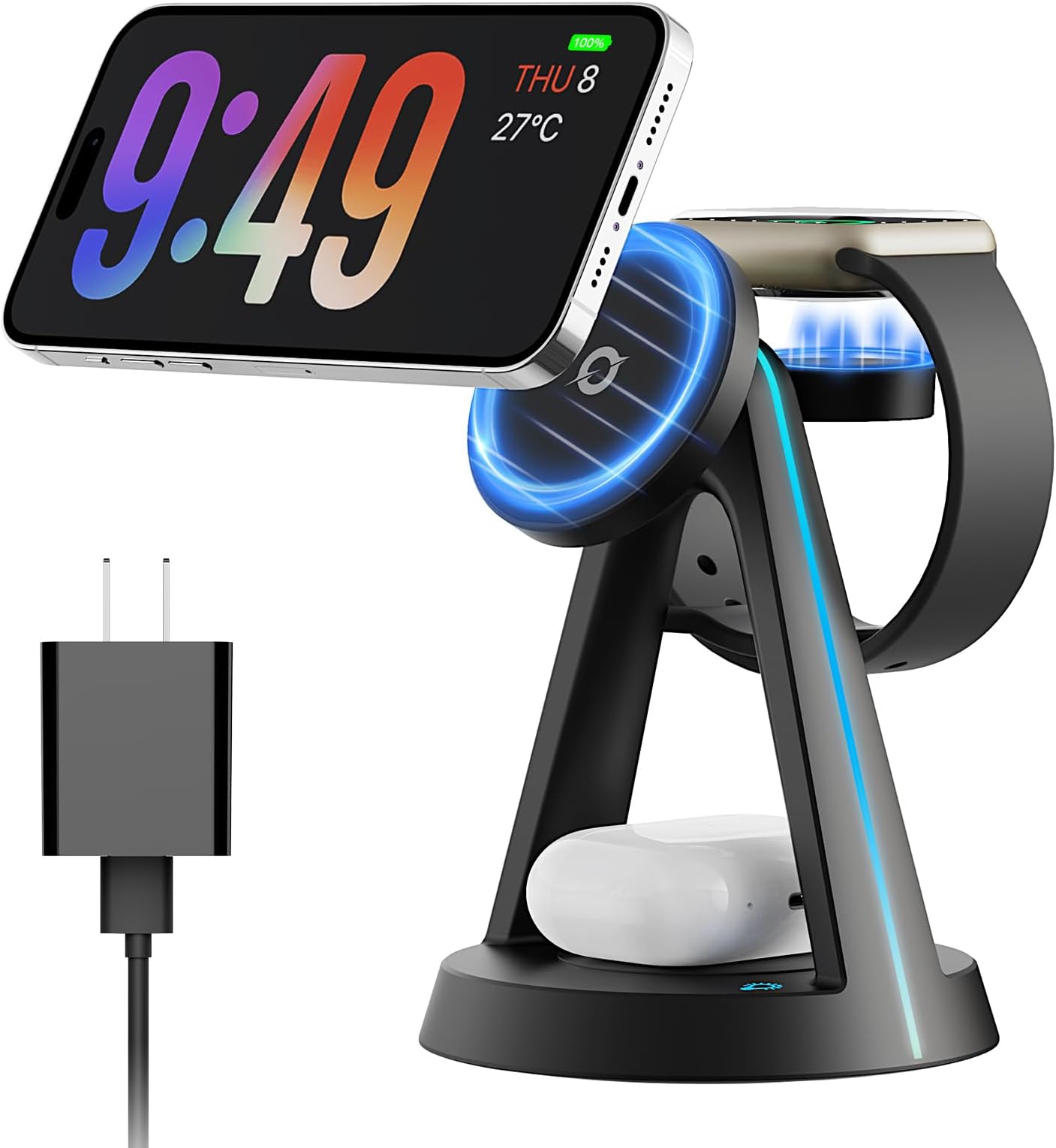 Amazon.com: MOAIIO Wireless Charger, Mag-Safe 3in1 Charging Station ...