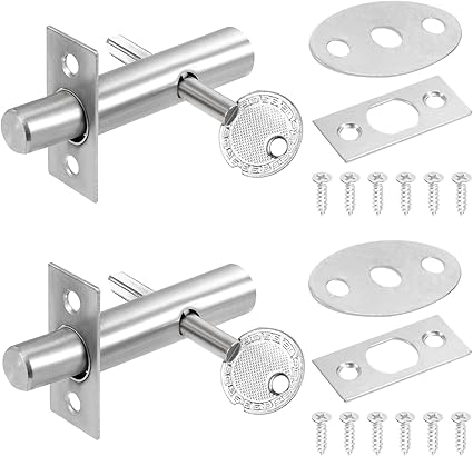 2 Pack Mortice Door Bolts with 2 Keys,Door Security Rack Bolt Stainless ...