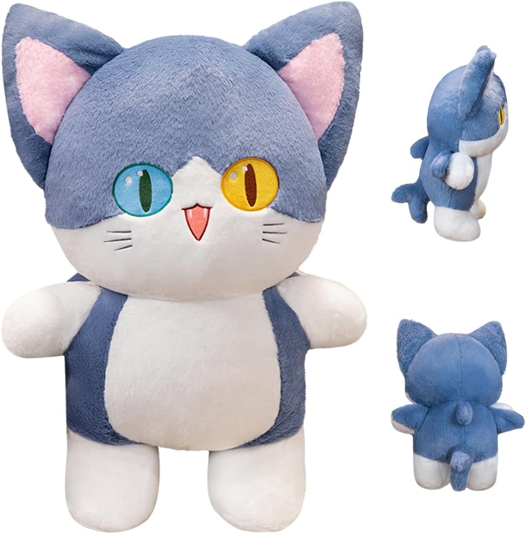 ELAINREN Ultra-Soft Stuffed Kitten with Shark Tail,Cuddle Shark Cat ...