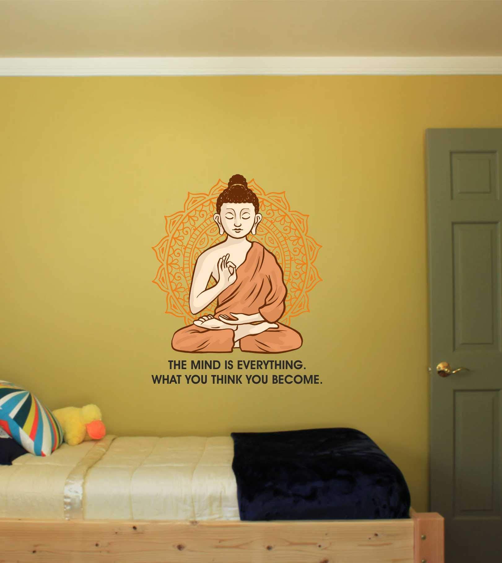 Wall Attraction Gautam Buddha with Quote Wall Sticker & Mural Sticker ...