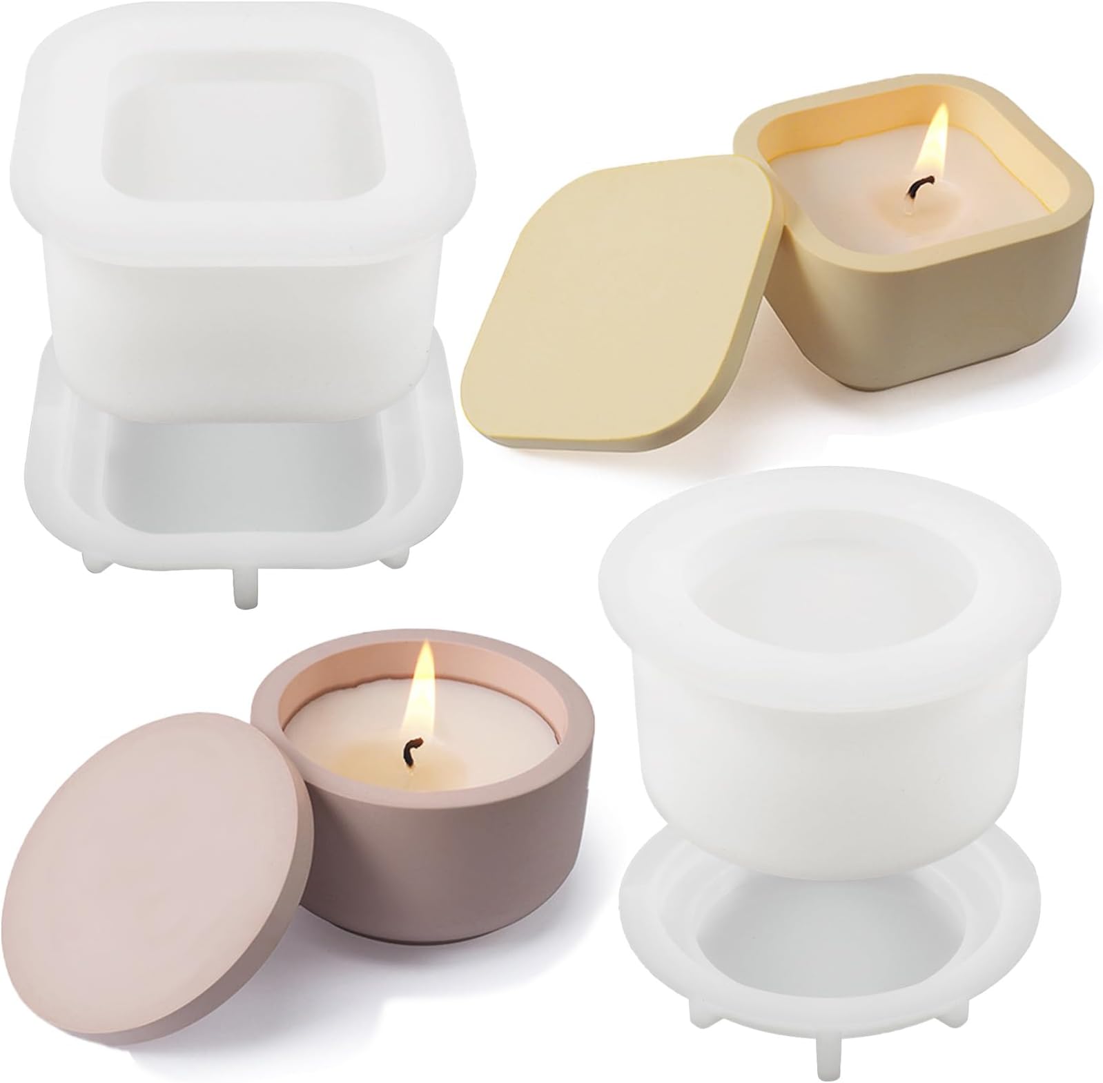 Amazon.com: LSLEVA 2 PCS Large Storage Box with Lids Candle Jar Molds ...