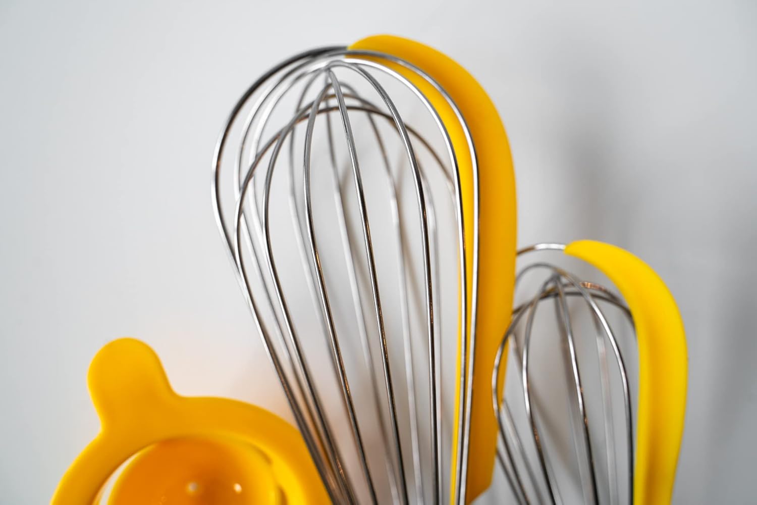 Yellow 3 Piece Whisk Set, stainless steel, with silicon scraper ...