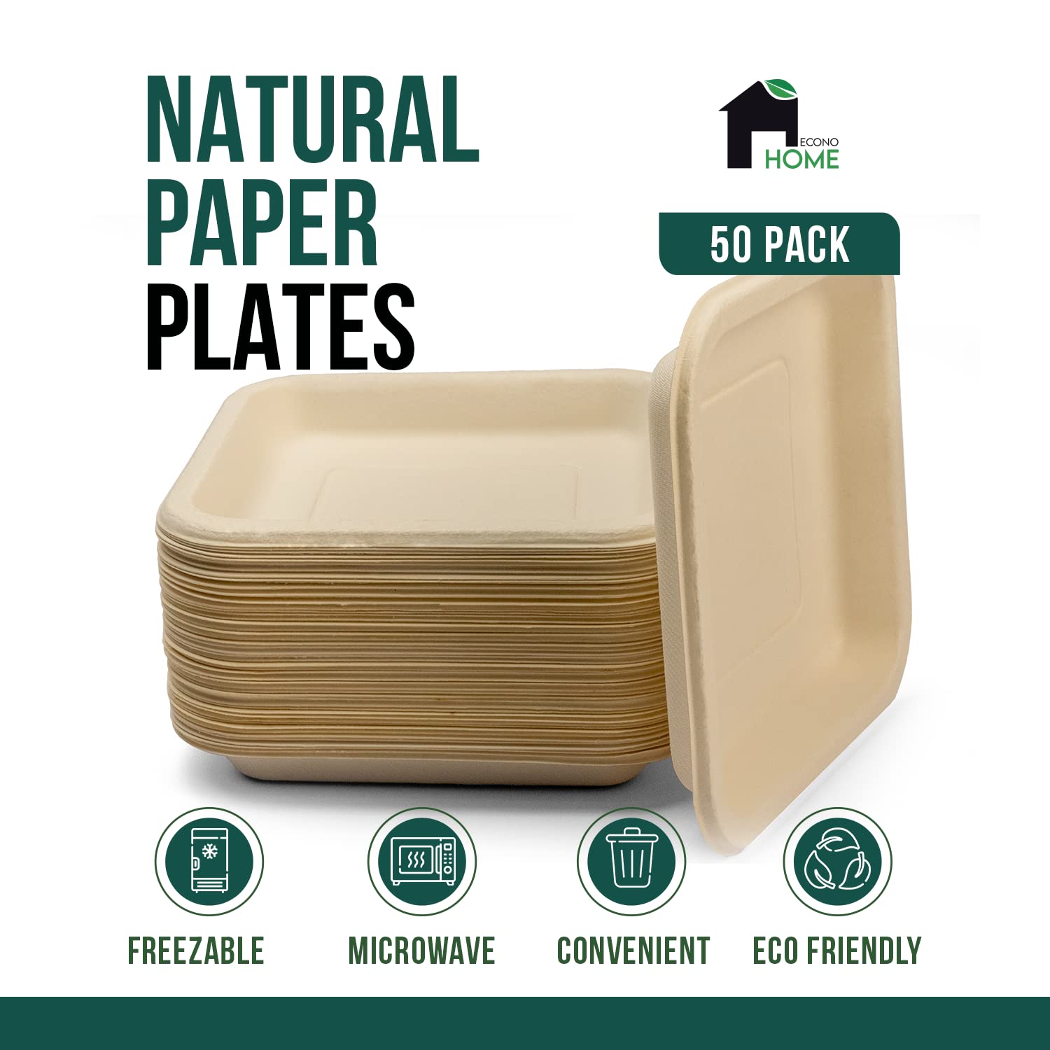 Snapklik.com : EconoHome 7 Inch Square Paper Plates 50-Pack - Eco ...