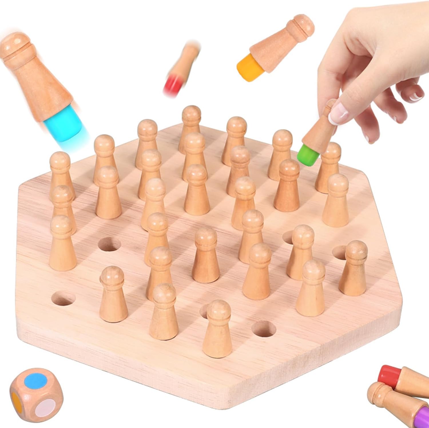 xinrongda Wooden Memory Match Chess Game, Color Memory Matching Brain ...