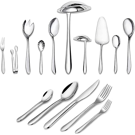Amazon.com: 68 Pieces Silverware Set with Serving Set, HaWare Stainless ...