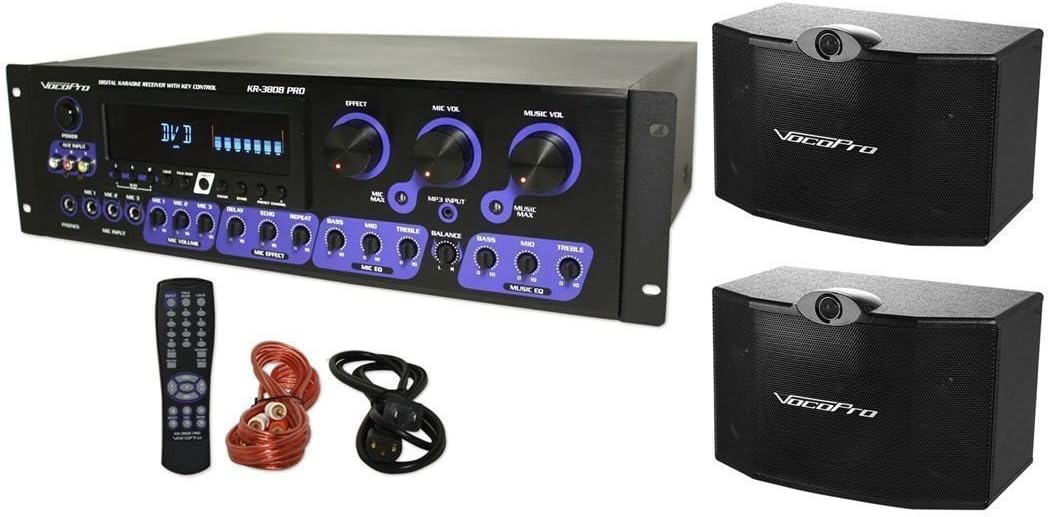Amazon.com: Vocopro KR-3808 Karaoke Mixer/Amp + 2x 10" 3 -Way SV-500 ...