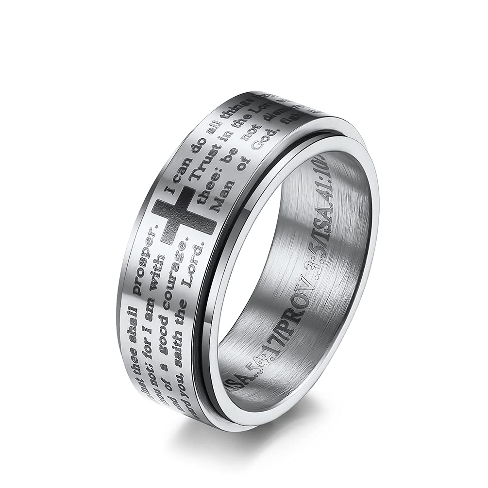 Snapklik.com : 8MM Mens Stainless Steel Spinner Ring Bible Verse ...