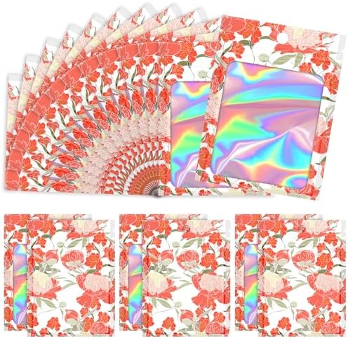 Amazon.com: 100 Pieces Resealable Bags with Clear Window, Holographic ...