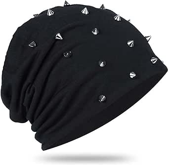 Amazon.com: Unisex Rivet Beanie Hat,Punk Rock Hiphop Stud Rivets Cap ...
