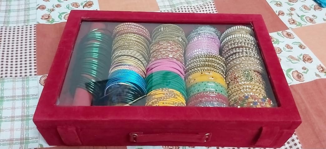 Heart Home Wooden 1 Piece Five Rod Transparent Velvet Bangle Storage ...