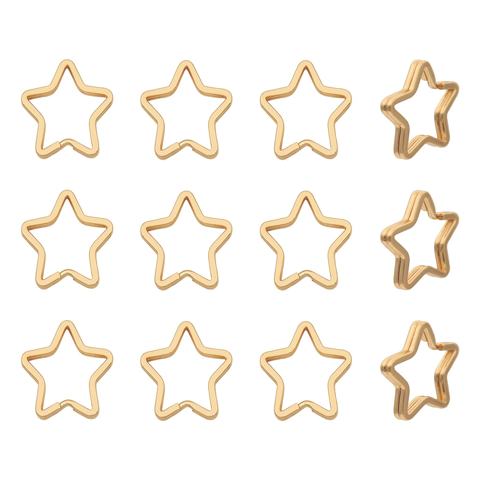 Amazon.com: 12pcs Creative Key Ring Keychain Star Shape Golden Metal ...