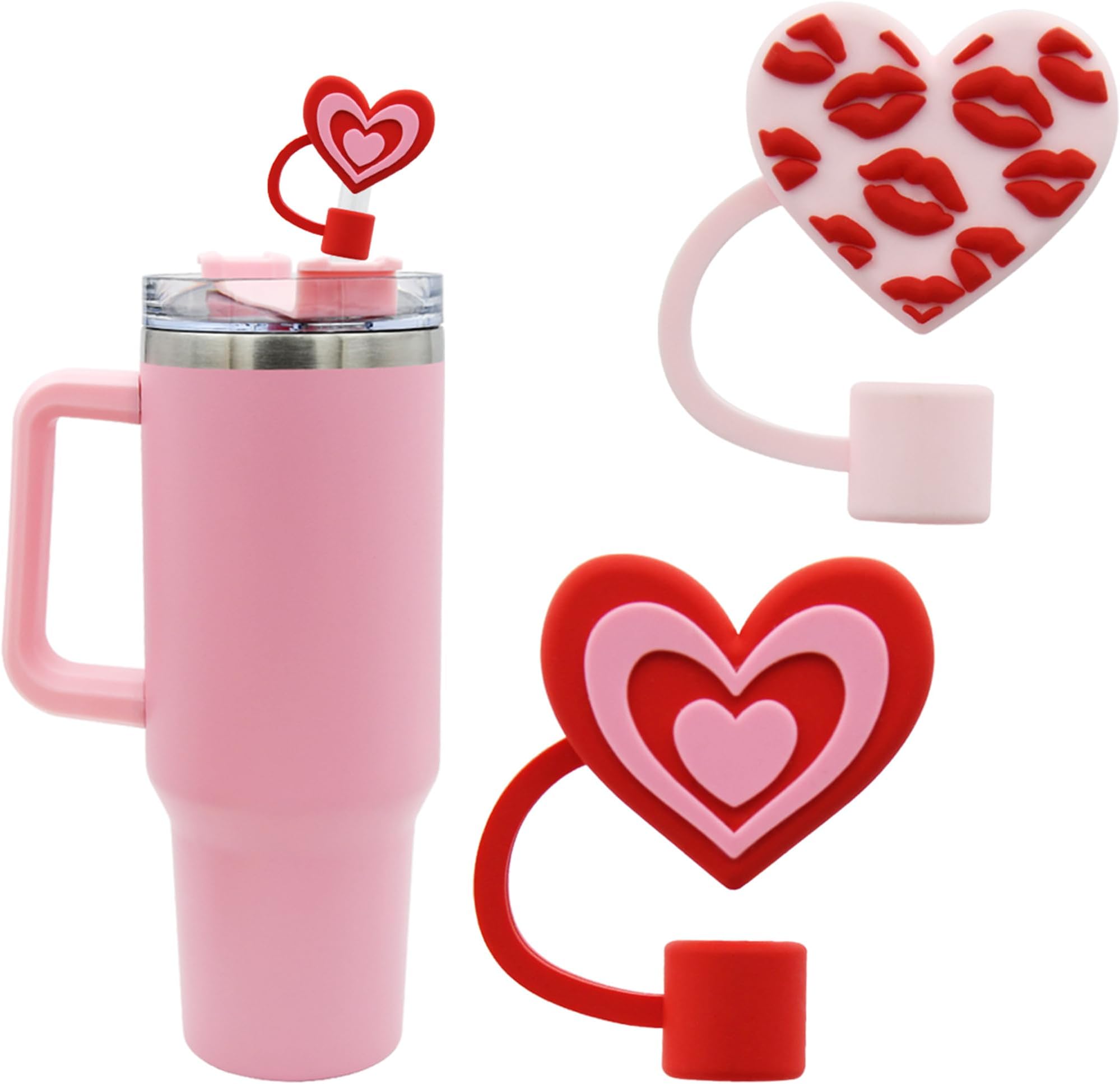 Amazon.com: Meitesti Straw Cover Cap for Stanley Cup, Heart-shaped ...