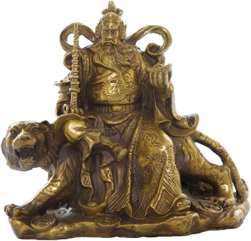Amazon.com: God of Wealth Ride Tiger Statue Brass Zhao Gongming Statue ...