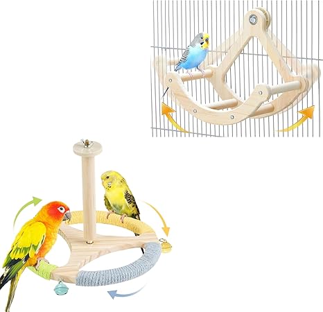 Amazon.com : Jevnd Interactive Bird Perch Toys Set, 360° Spinning Disc ...