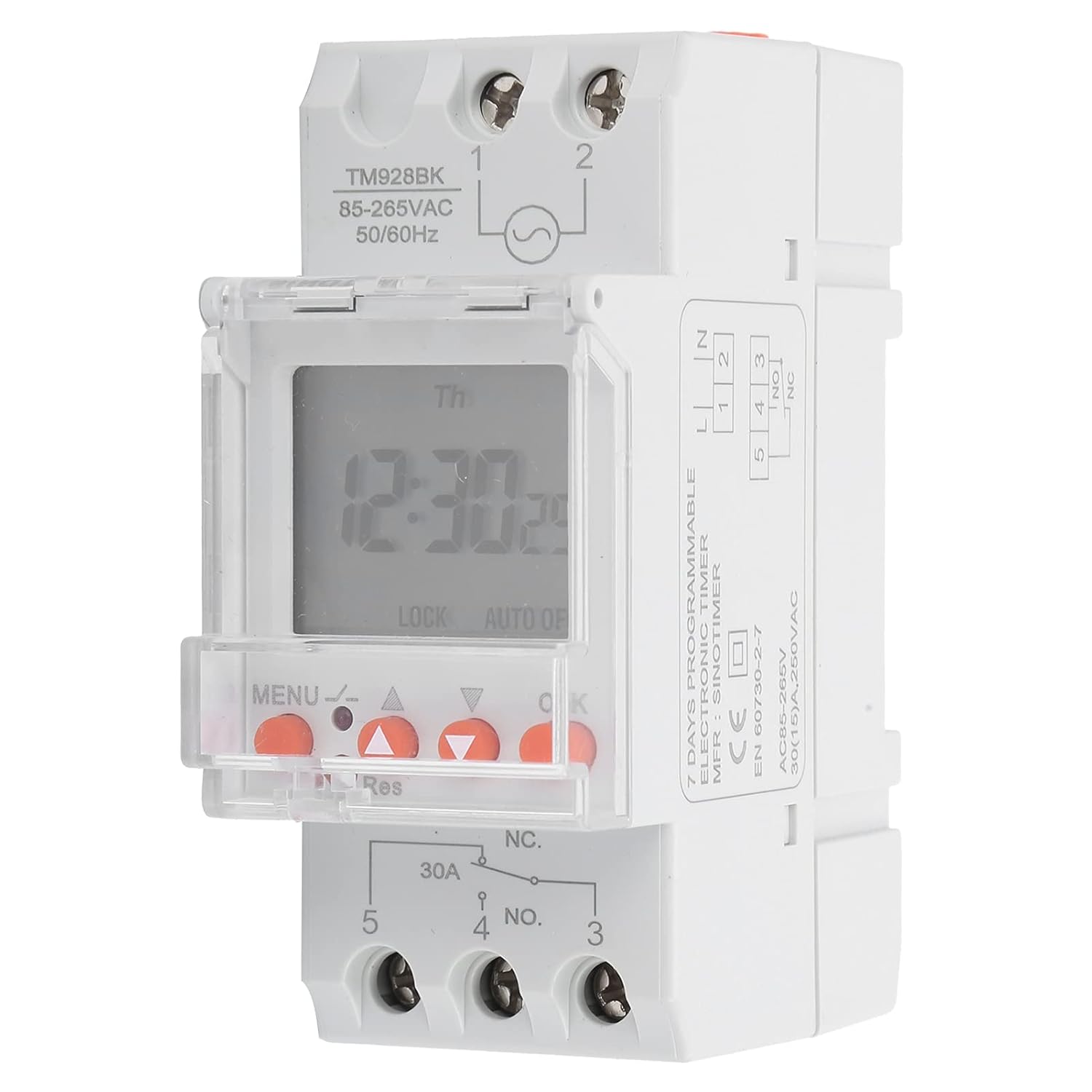 Programmable Timer Switch, 85‑265V 30A Timer Switch 24hrs LCD backlight ...