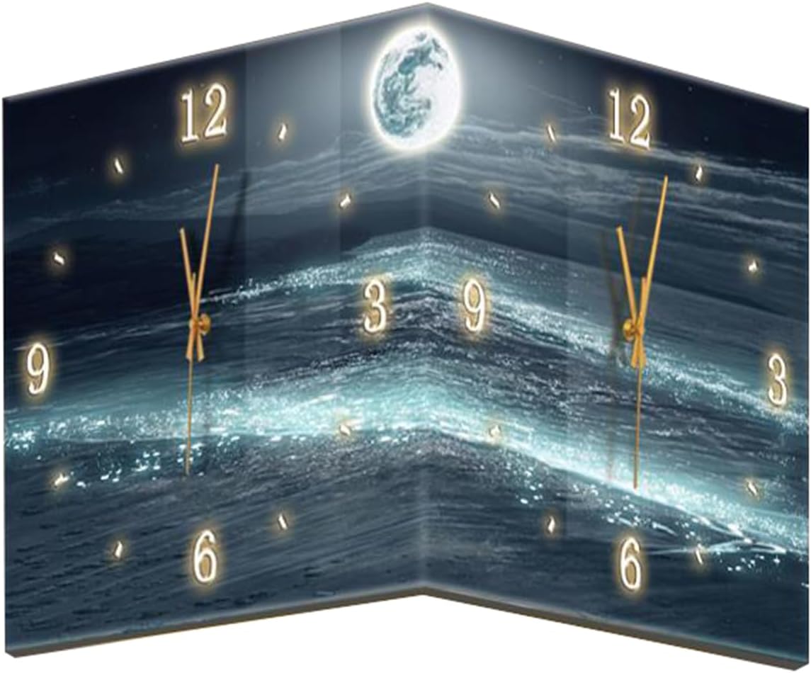 Amazon.com: LTLWSH Ocean Waves Wall Clock, Corner Wall Clock, Creative ...