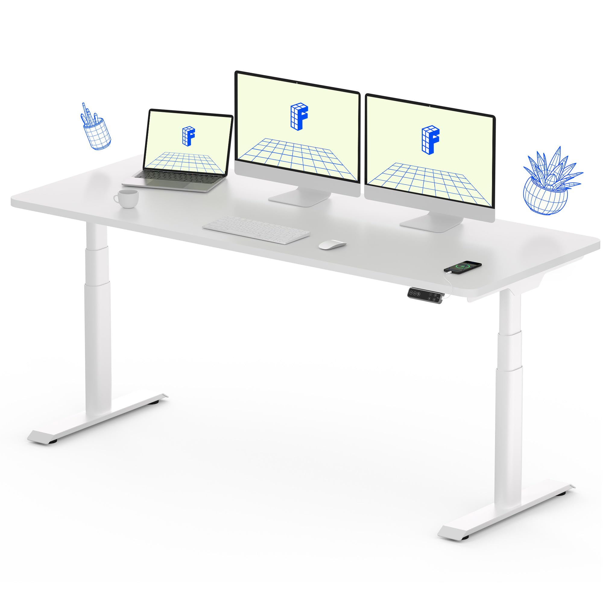 Amazon.com: FLEXISPOT E8 Dual Motor 3 Stages Standing Desk 60x24 Inch ...