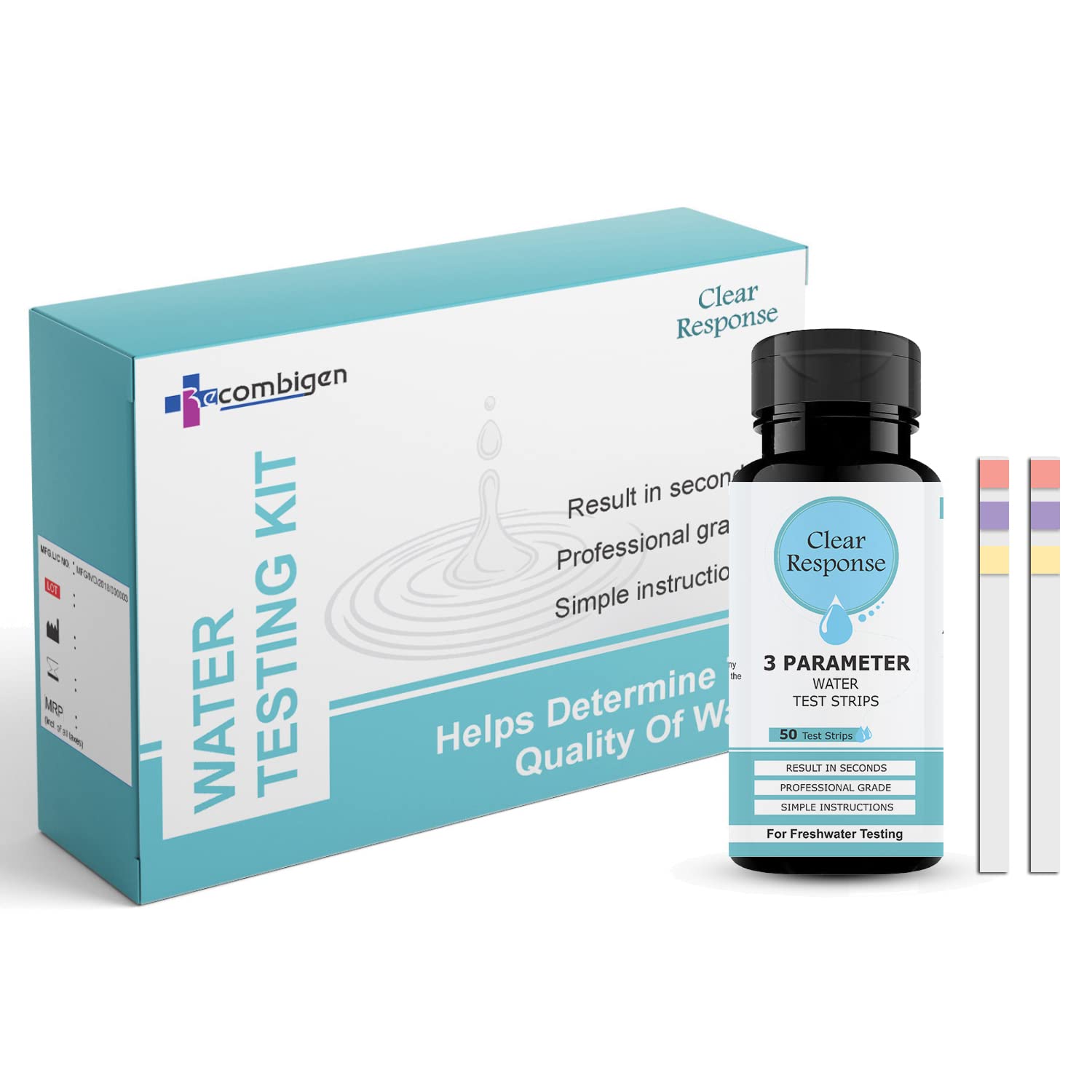 Clear Response 50 Water Testing Strips, 3 in 1 Water Quality Test ...