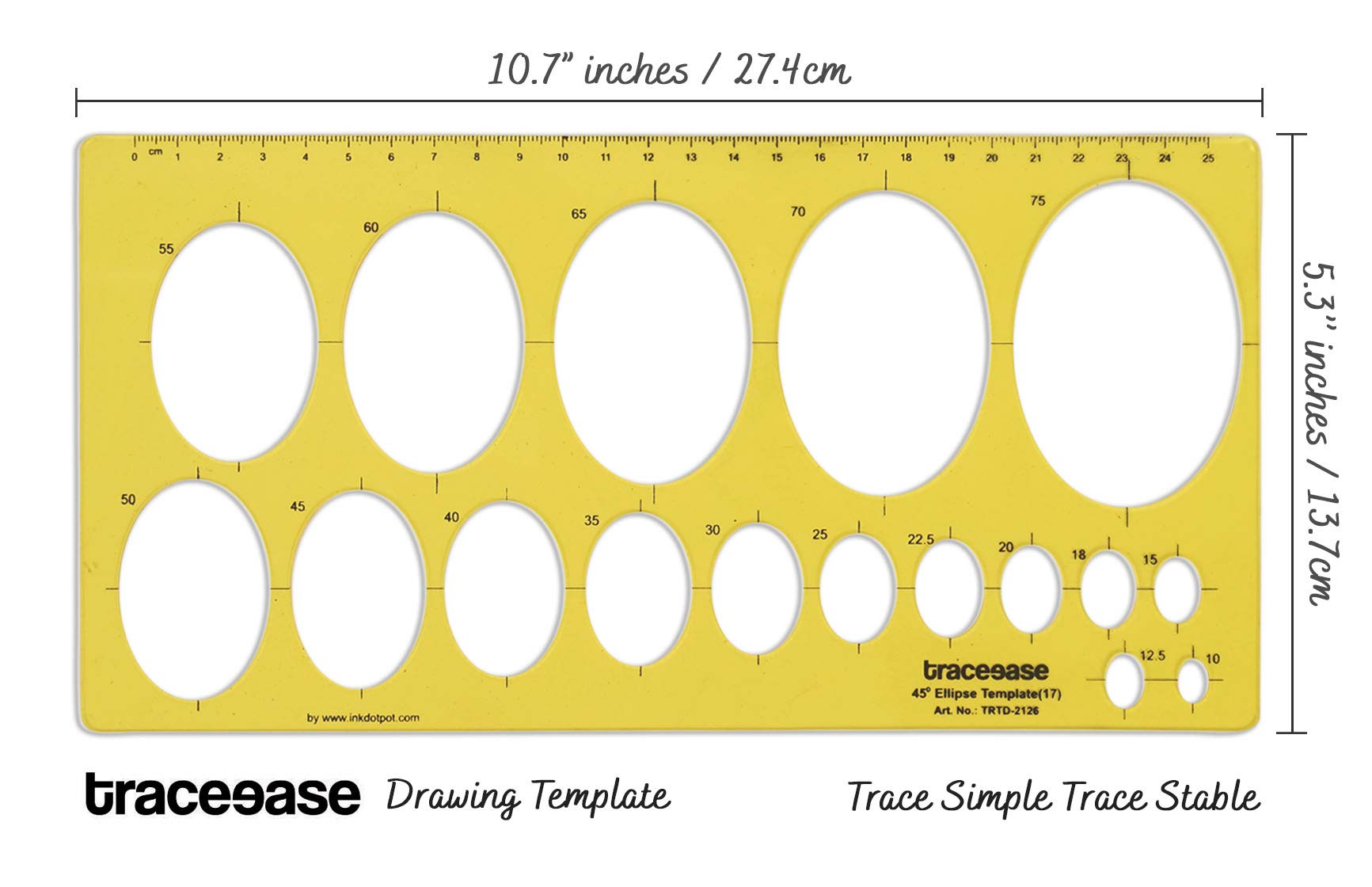 Snapklik.com : Traceease Geometric Drafting 45 Ellipse Template Drawing ...