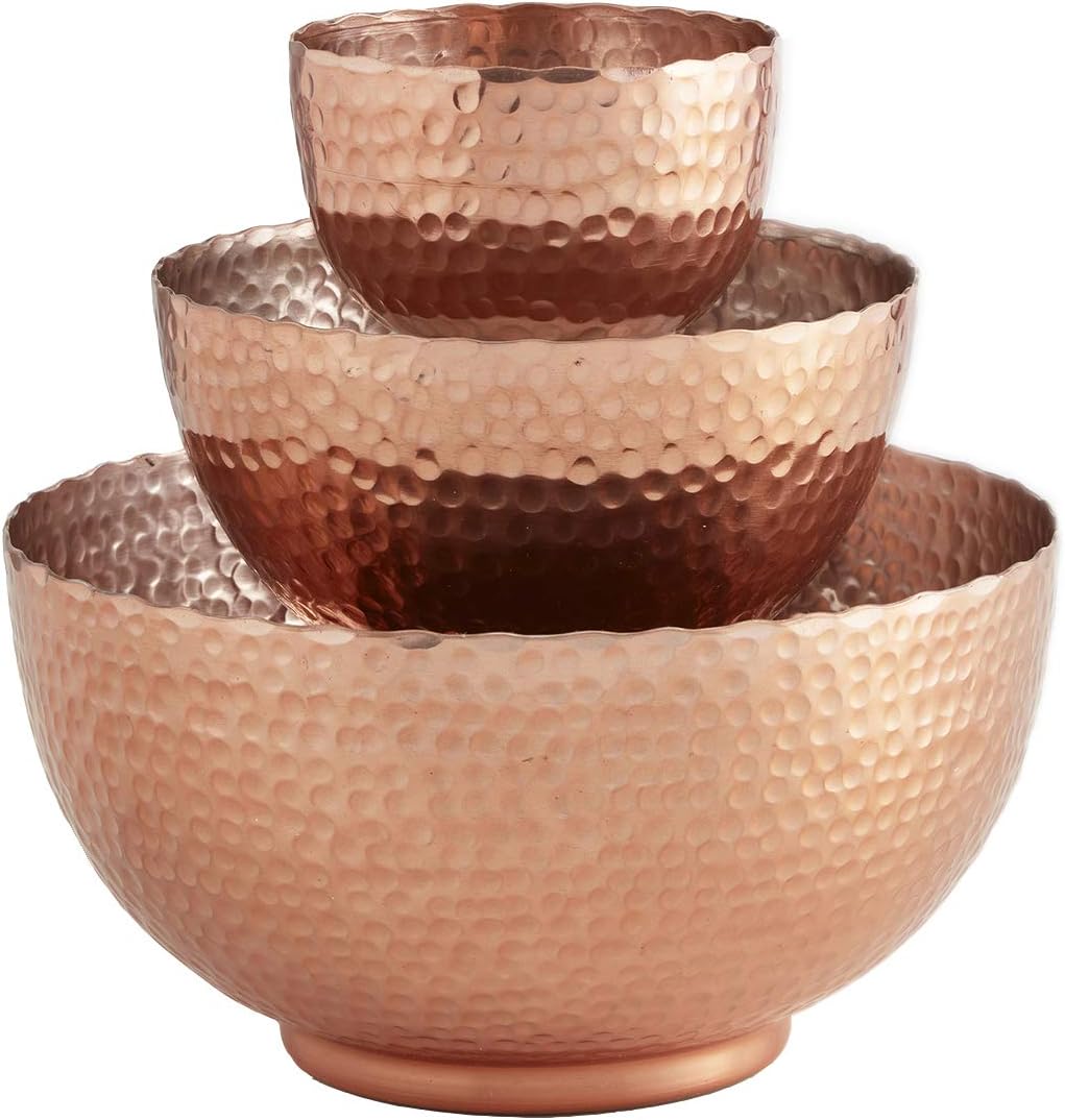 Amazon.com | Godinger Hammered Bowl with server, Copper, 12 ounces ...