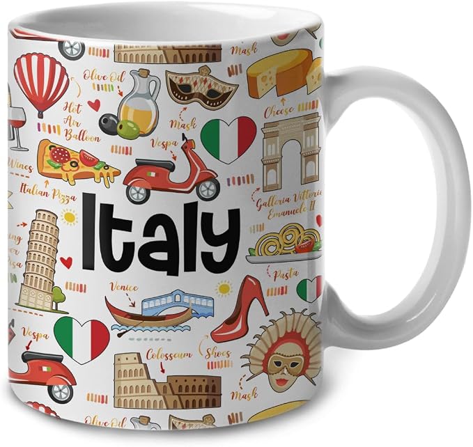 Amazon.com: Lotacy Italy Symbols Colorful Coffee Mug, Ceramic 11 oz ...