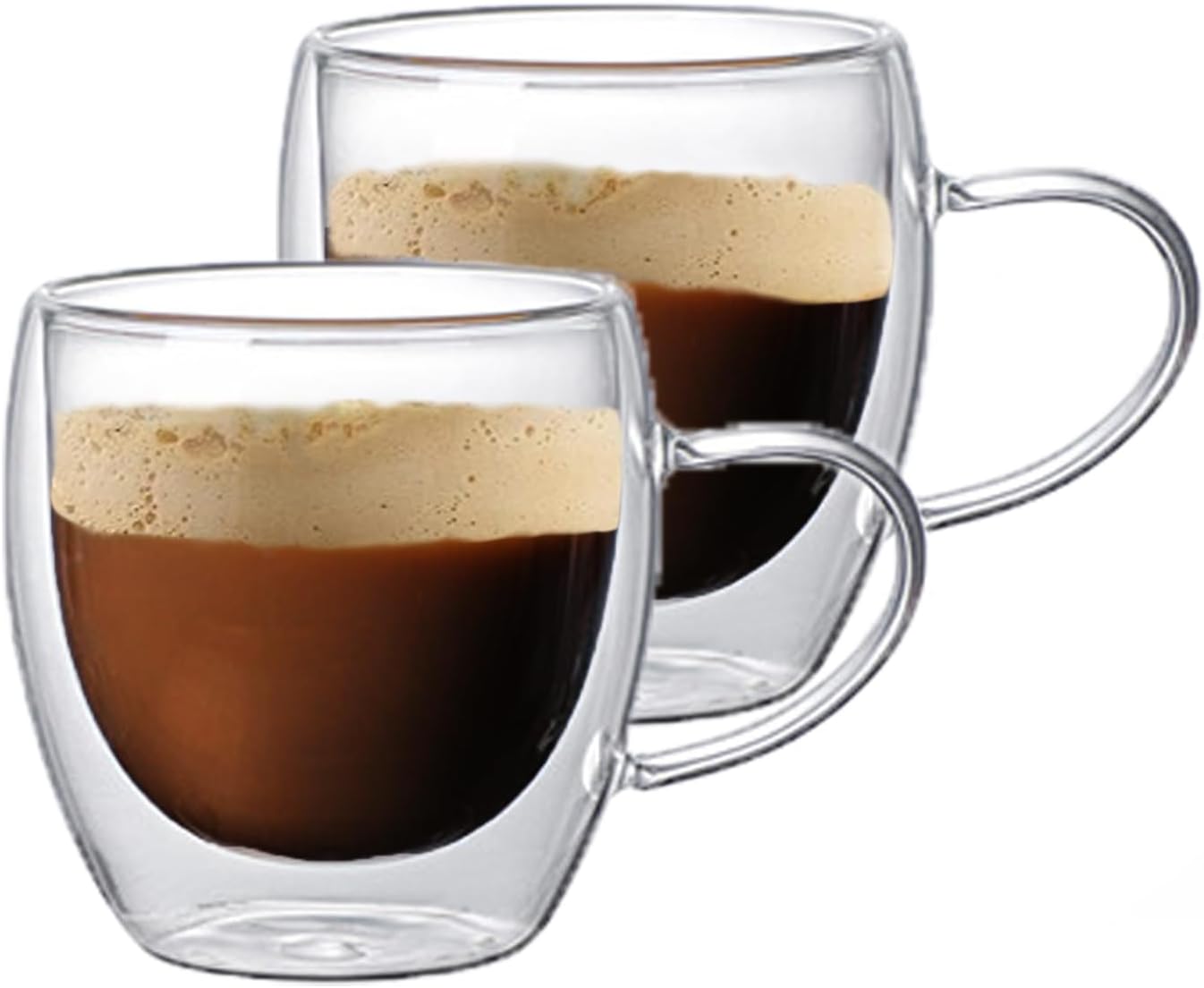 Amazon.com: REIWIDE Double Glass Coffee Mugs - 8oz Clear Double Wall ...