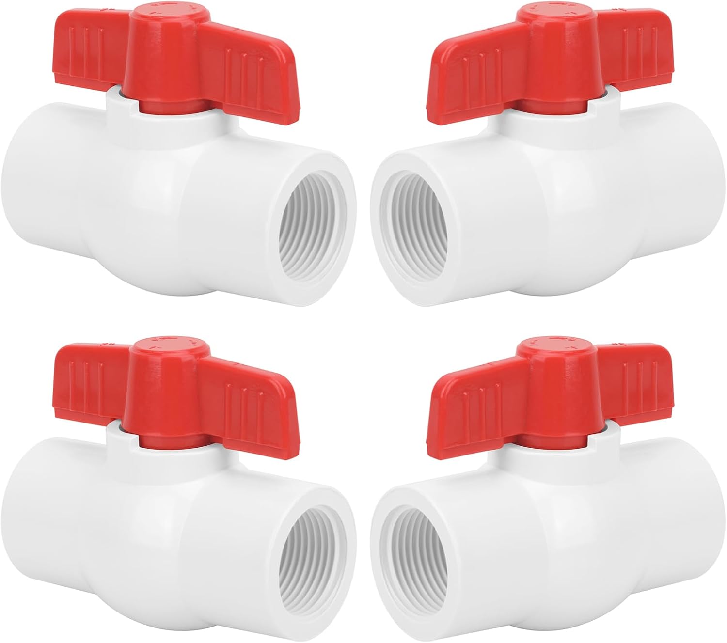 4Pcs 1" Female Threaded PVC Ball Valve Water Pipe Shut-off Valve ...