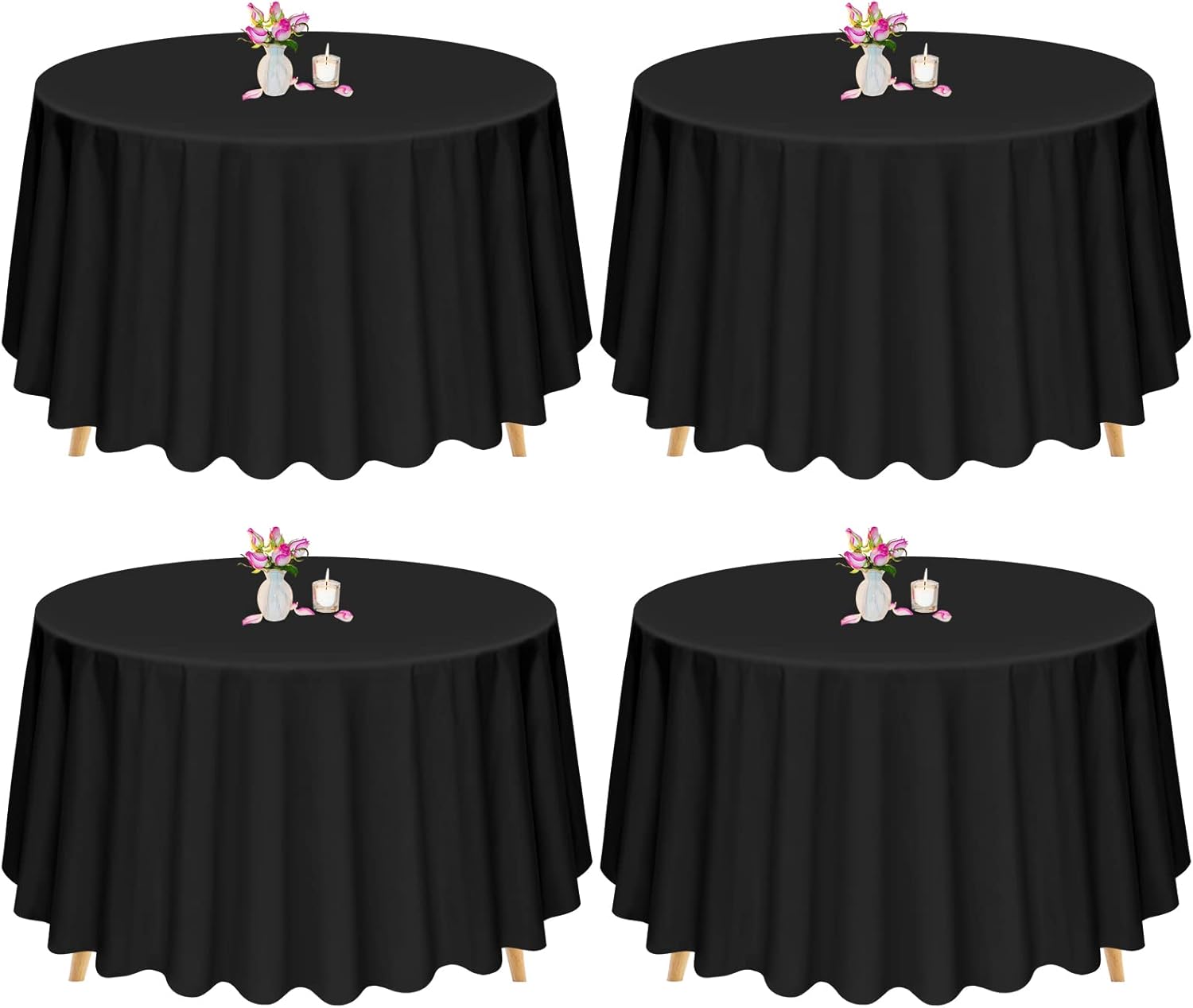 4 Pack Round Tablecloths 120 Inch Polyester Table Cover Round Polyester ...