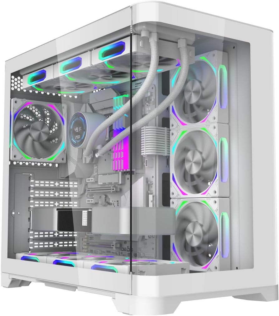 iONZ PC Gaming Case ATX Mid Tower - Dual Chamber Dynamic Series with 4 ...