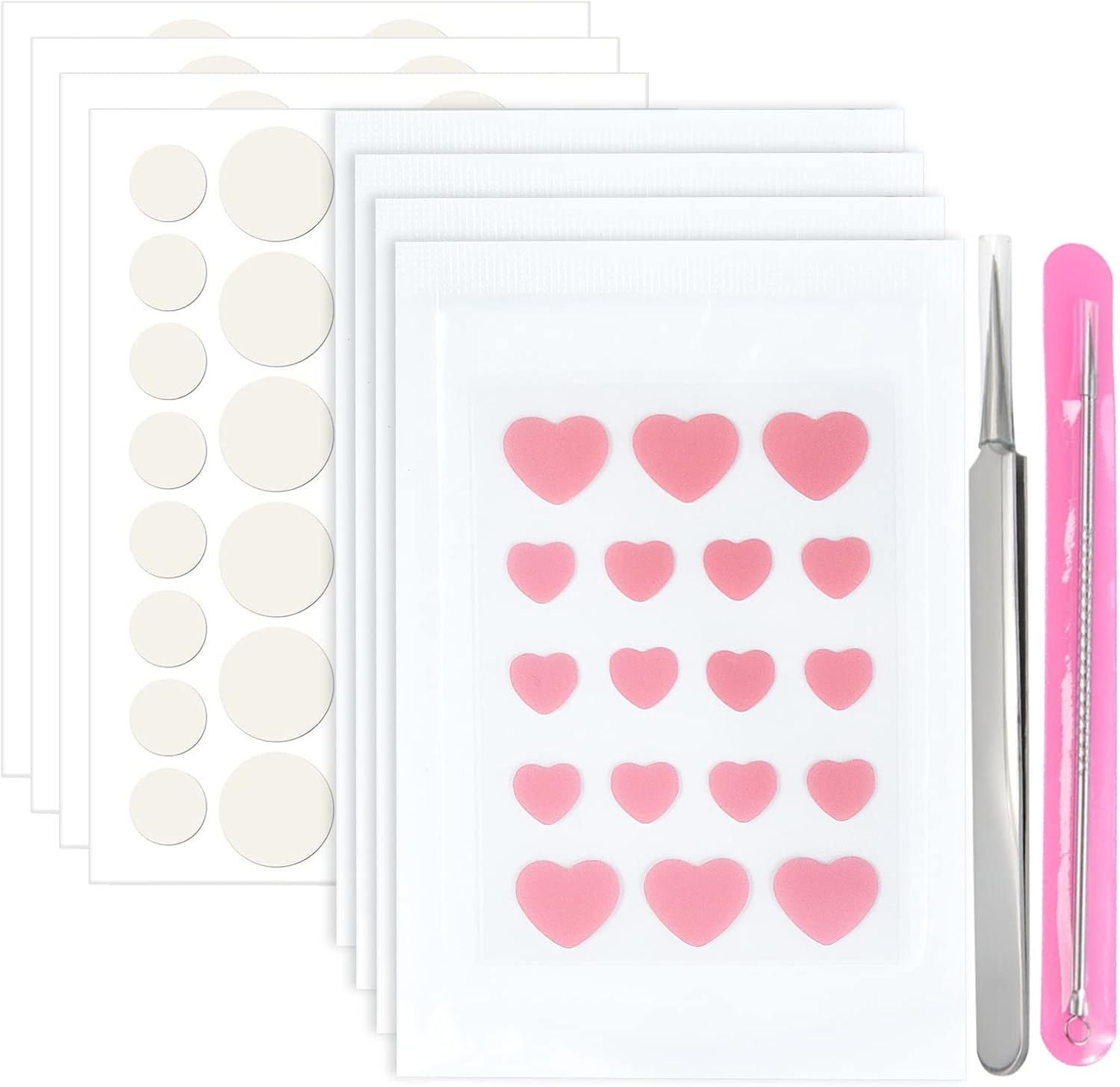 218PCS Spot Patches, Heart & Round Shaped Pimple Patches Acne Spot ...