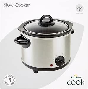 Morrisons Cook Stainless Steel Slow Cooker, 1.5 Litre : Amazon.co.uk ...