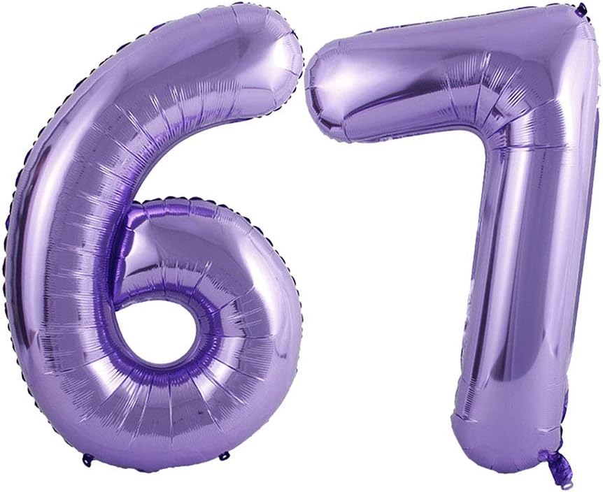 Amazon.com: Number 67 Purple Foil Jumbo Digital Mylar Balloons, 40inch ...