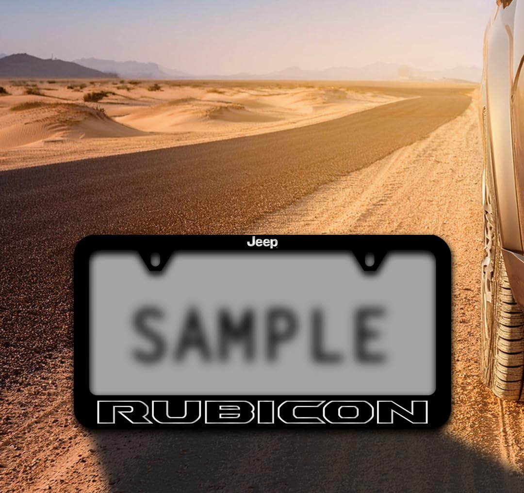 Snapklik.com : Jeep Rubicon Black Coated Metal License Plate Frame