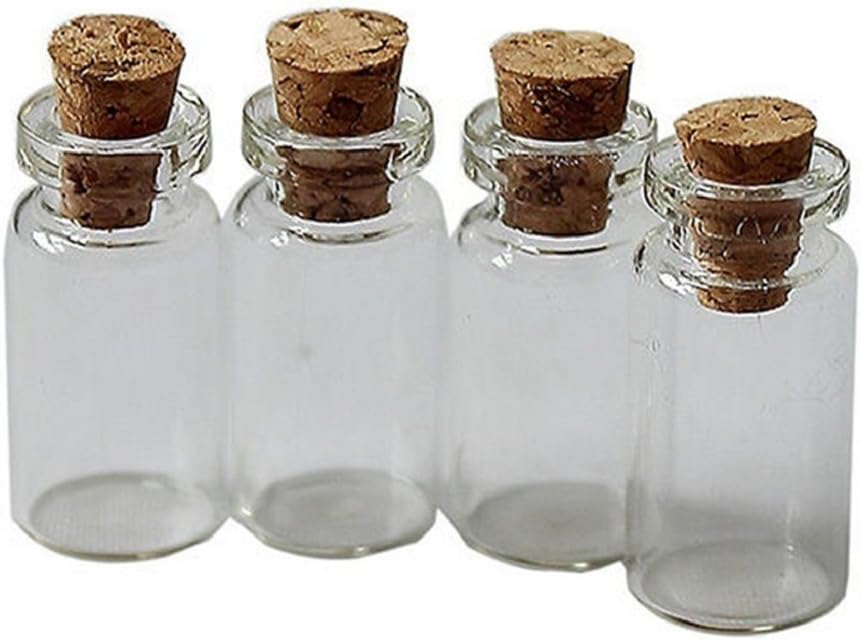 Suberde 10pcs Cute Mini Clear Cork Stopper Glass Vials Jars Containers ...