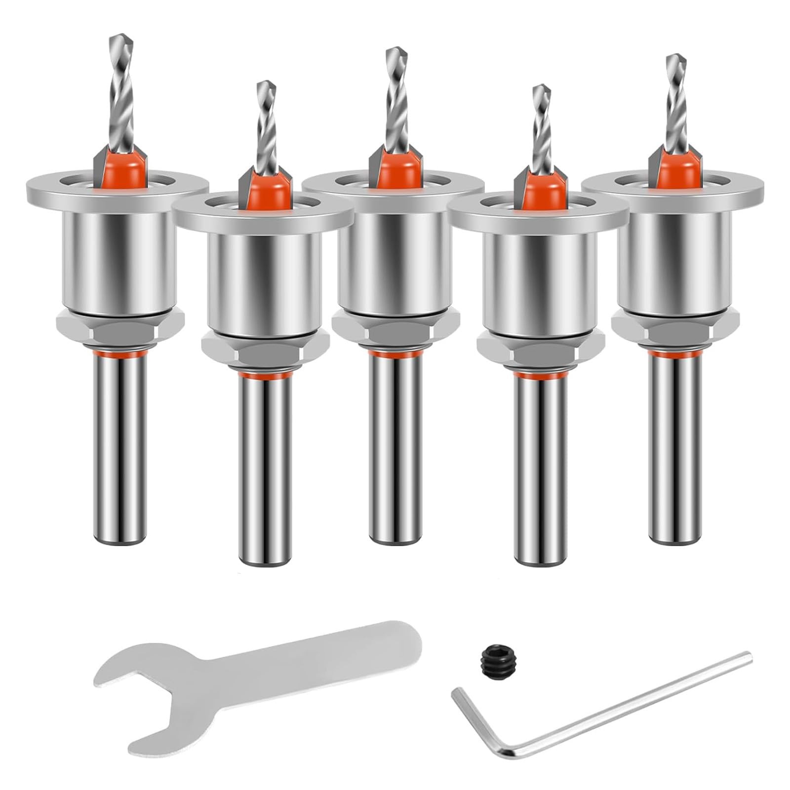 Yuentoen 5 Pcs Countersink Drill Bit Set,Adjustable Wood Hole ...