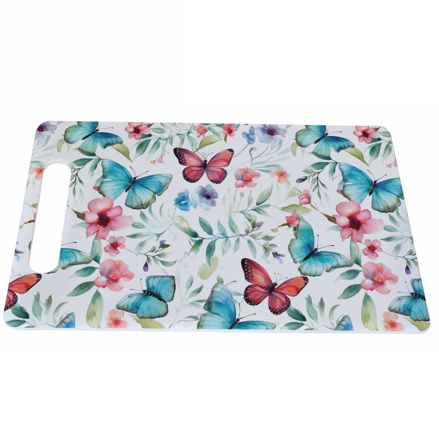 Amazon.com: Bcumuq Butterfly Flowers Cutting Boards Beautiful Colorful ...