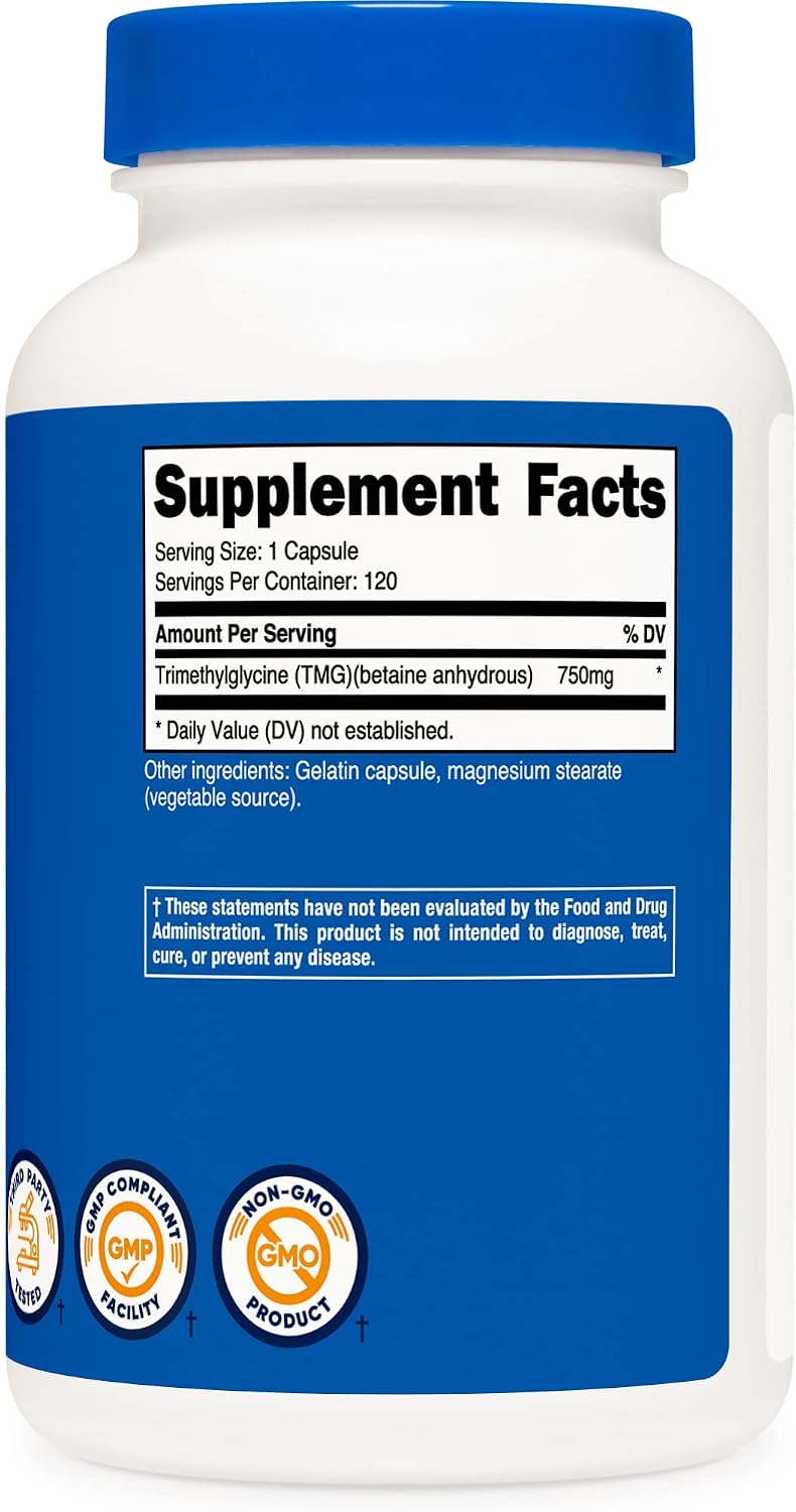Nutricost TMG 750mg, 120 Cápsulas (3 Botellas) – Yaxa Guatemala