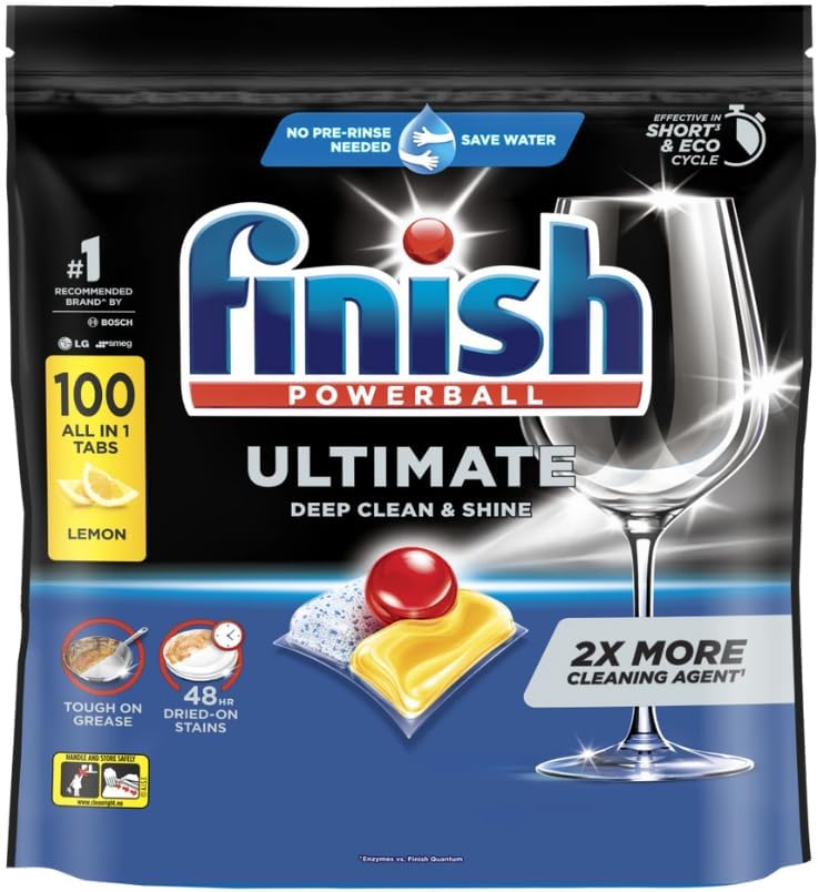 Finish Powerball Ultimate All In 1 Lemon Sparkle Dishwashing Tablets ...