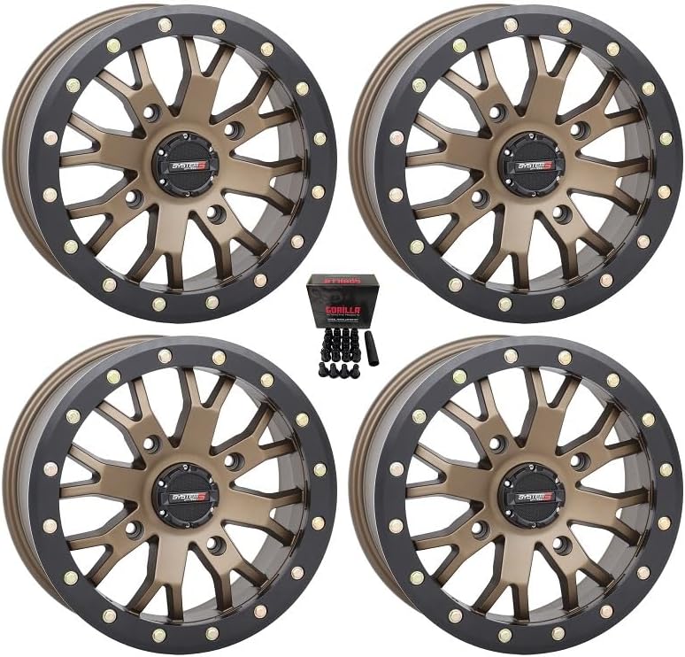 Amazon.com: System 3 SB-4 Beadlock Bronze (4+3) UTV Wheels 14" Polaris ...