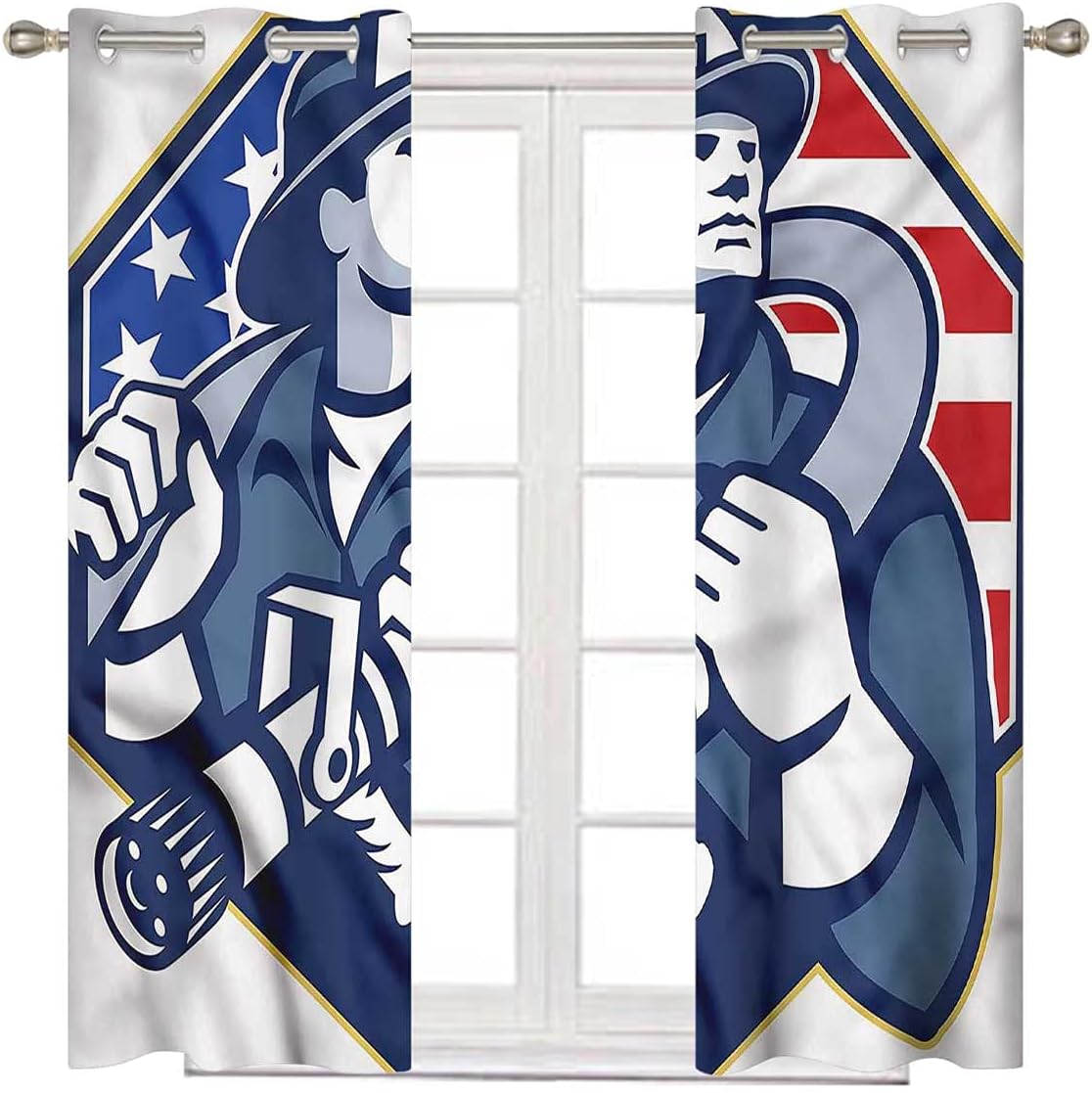 Amazon.com: Fireman Window Curtain Panels 63 Inch Long American Theme ...